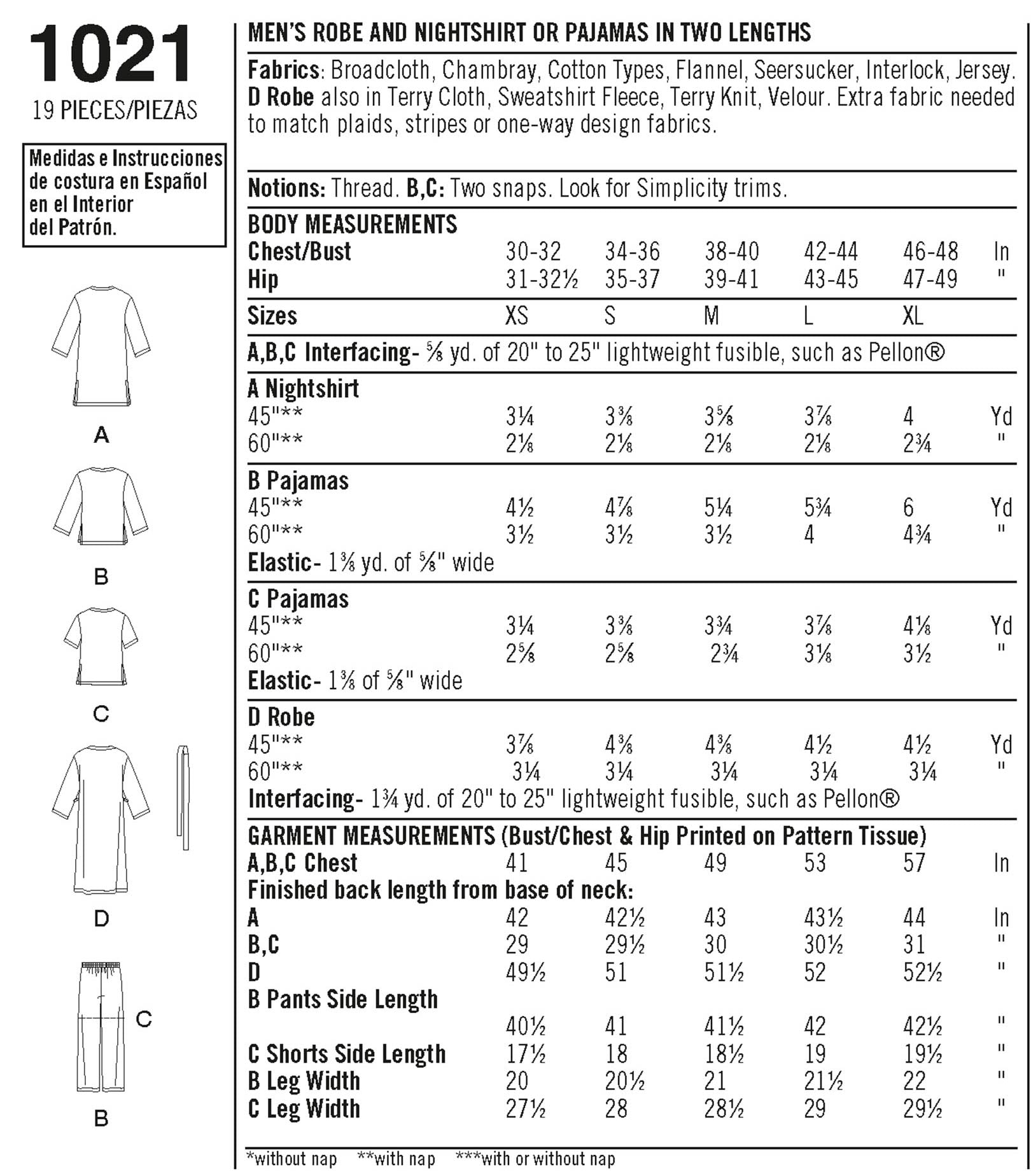 Simplicity 1021 Men's Classic Pyjamas & Robe | Sewing Patterns – My Sewing Box