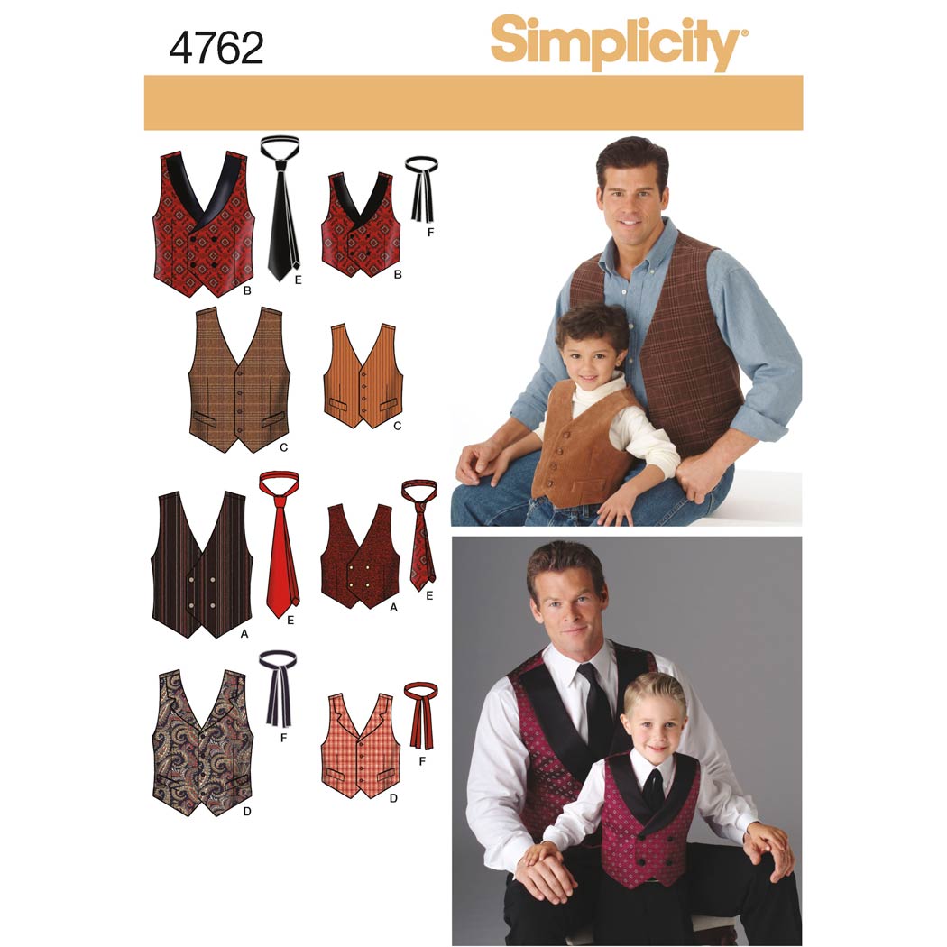Simplicity 4762 - Boys and Men Vests and Ties | Sewing Patterns – My ...