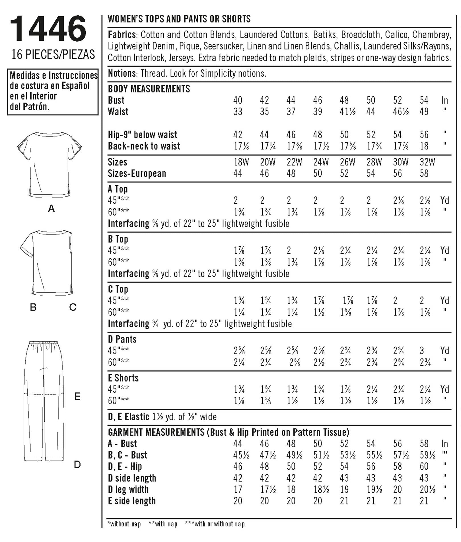 Simplicity 1446 - Six Made Easy Pull on Tops and Trousers or Shorts for ...