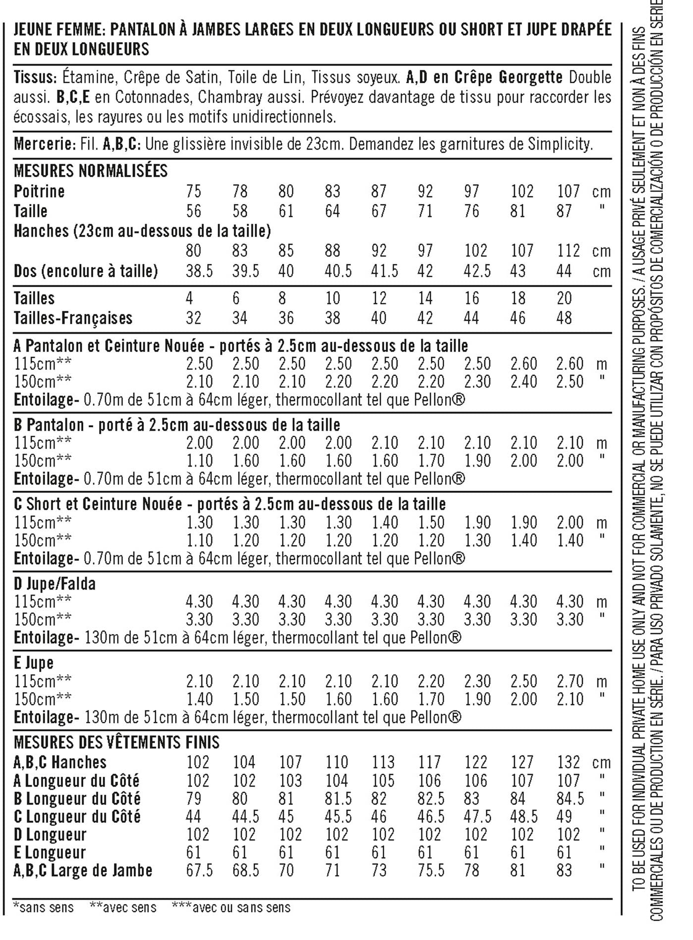 Simplicity 1069 - Women's Wide Leg Trousers or Shorts & Skirts | Sewing ...