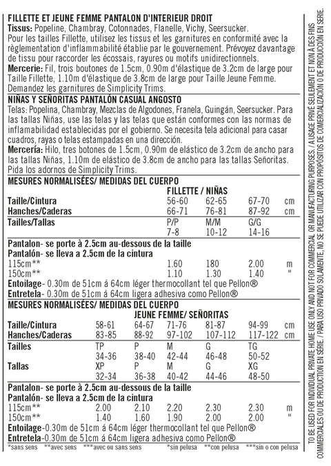 Simplicity S8518 - Girls' and Misses' Slim Fit Lounge Trousers | Sewing ...