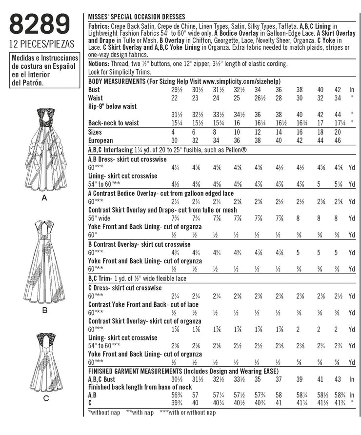 Simplicity 8289 - Women's Special Occasion Dresses | Sewing Patterns ...