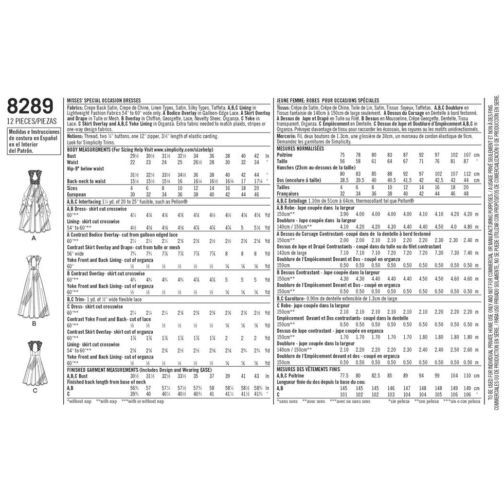 Simplicity 8289 - Women's Special Occasion Dresses | Sewing Patterns ...