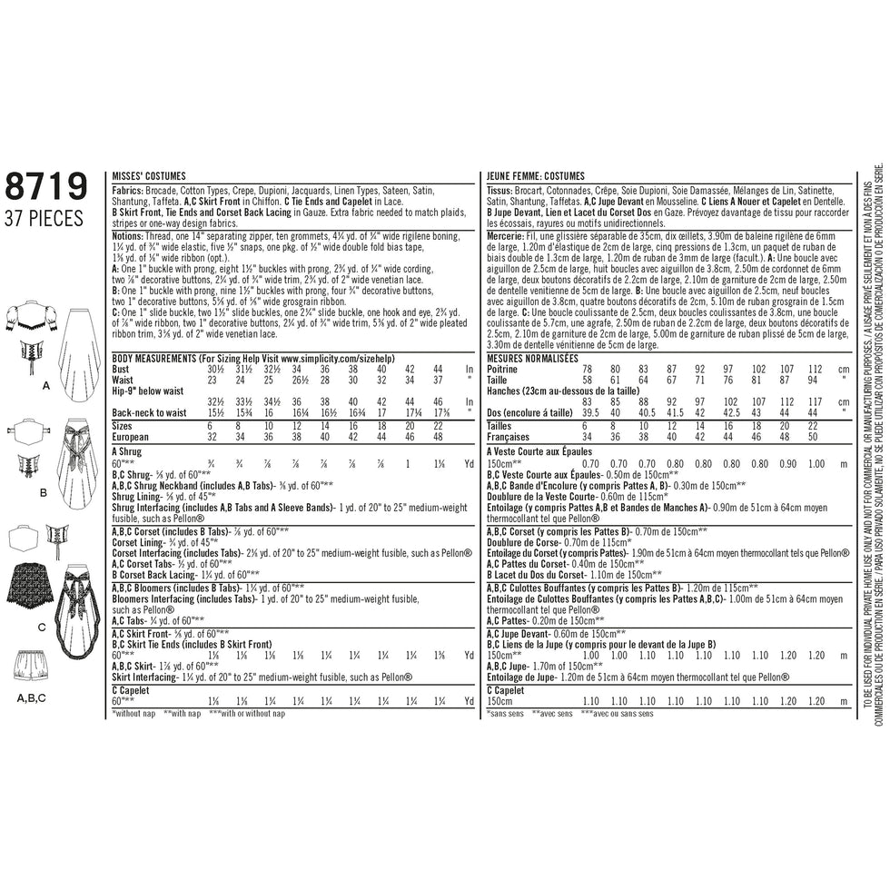 Simplicity 8719 - Women's Halloween Costumes | Sewing Pattern – My ...