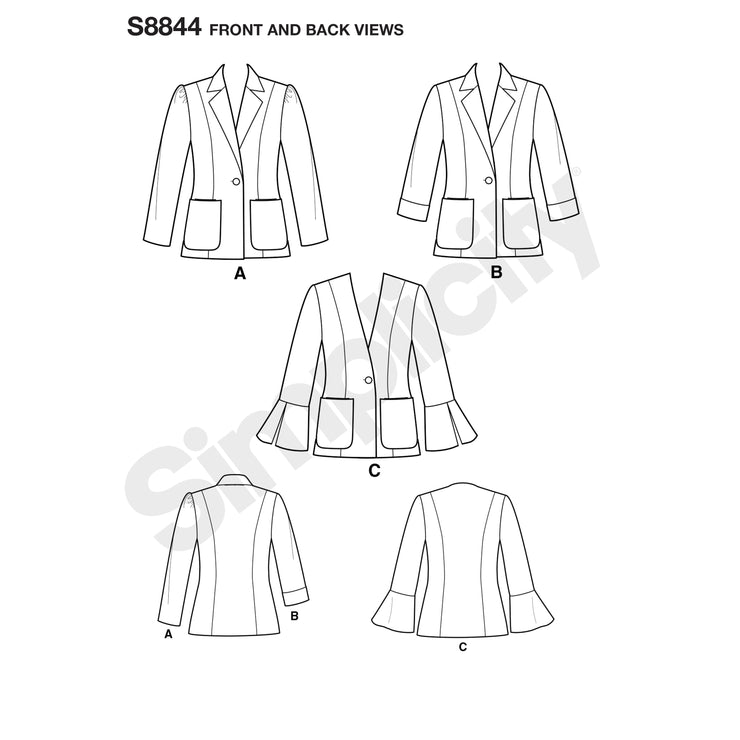 Simplicity Pattern S8844 - Misses'/ Miss Petite Unlined Blazer | Sewing ...