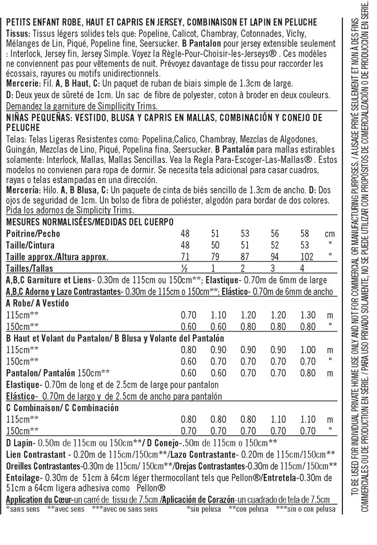 Simplicity Sewing Pattern 8347 - Toddlers' Dress, Top and Knit Capris ...