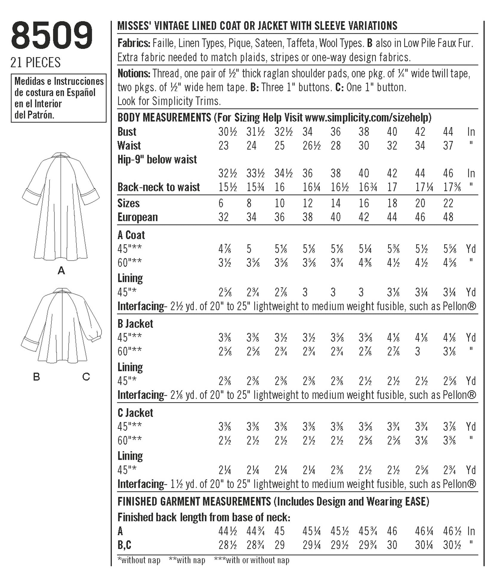 Simplicity 8509 - Misses' Vintage Coat or Jacket | Sewing Patterns – My ...